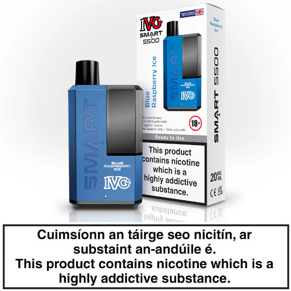 IVG Smart 5500 Blue Raspberry Ice Disposable Kit – The Vape Club Dublin